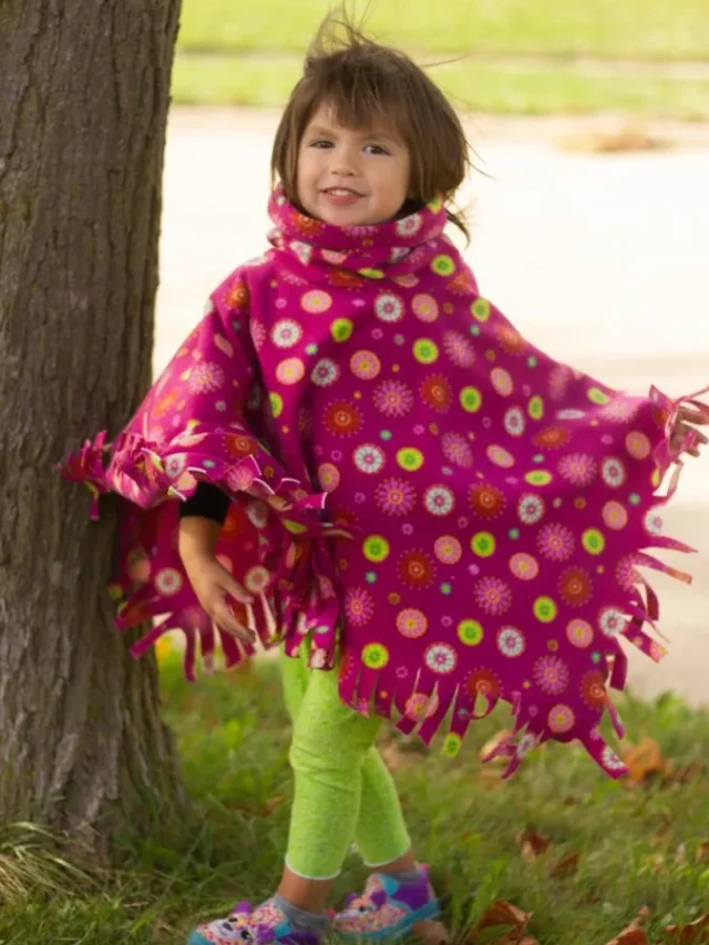 Easy Kids' Fleece Poncho Sewing Pattern - Sew Crafty Me