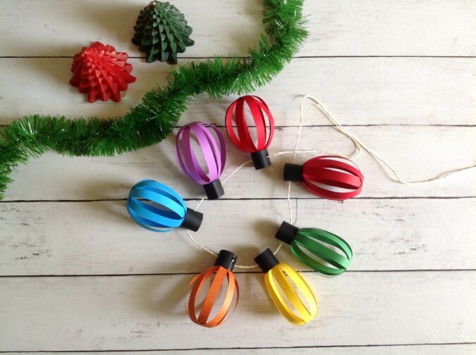 Easy DIY Paper Bulb Christmas Garland Craft - Sew Crafty Me